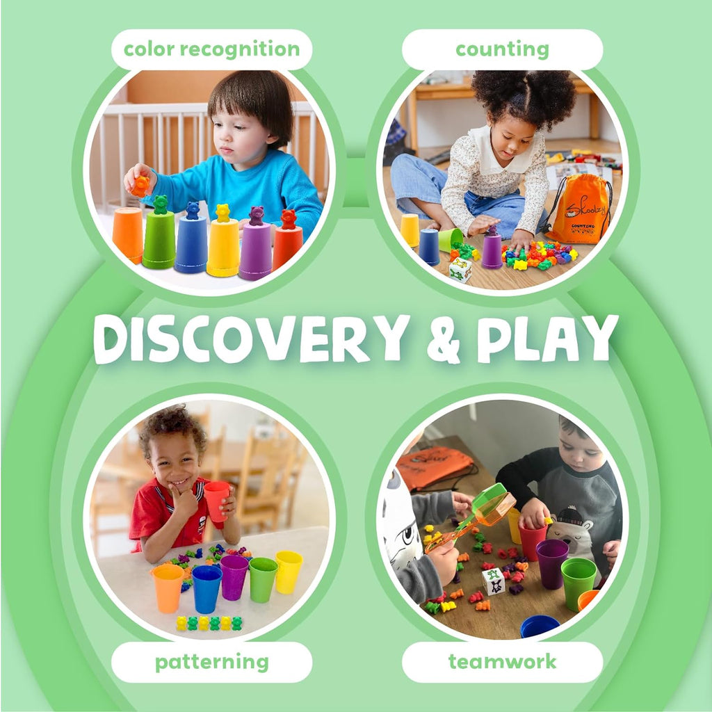 Rainbow Counting Bears, Matching Cups, Sorting Bears Activities – Skoolzy