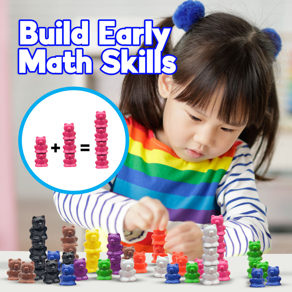 Rainbow Color Stacking Bears Toy_Building_Block 100 pcs Set – Skoolzy